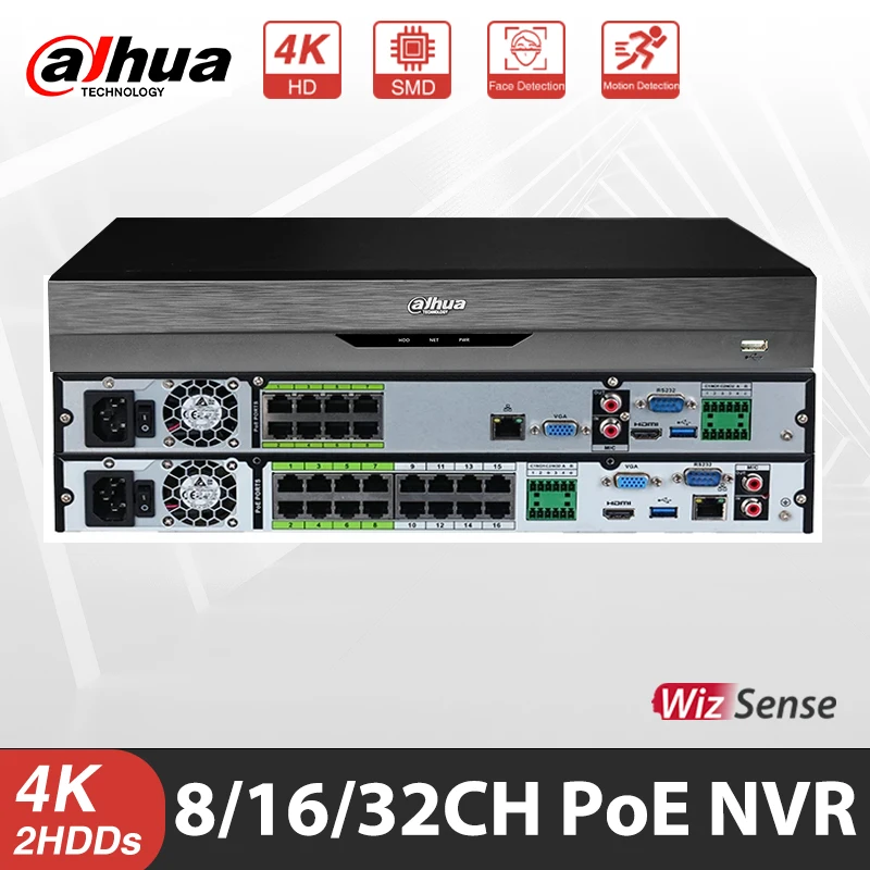 Dahua POE NVR NVR5208-8P-EI NVR5216-16P-EI Replace NVR5216-16P-4KS2 8/16/32CH 8/16PoE 4K&H.265 ...