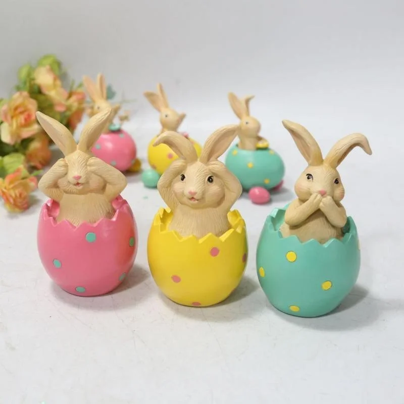 Easter-Rabbit-Statue-Rabbit-Sculpture-European-Home-Resin-Colorful ...