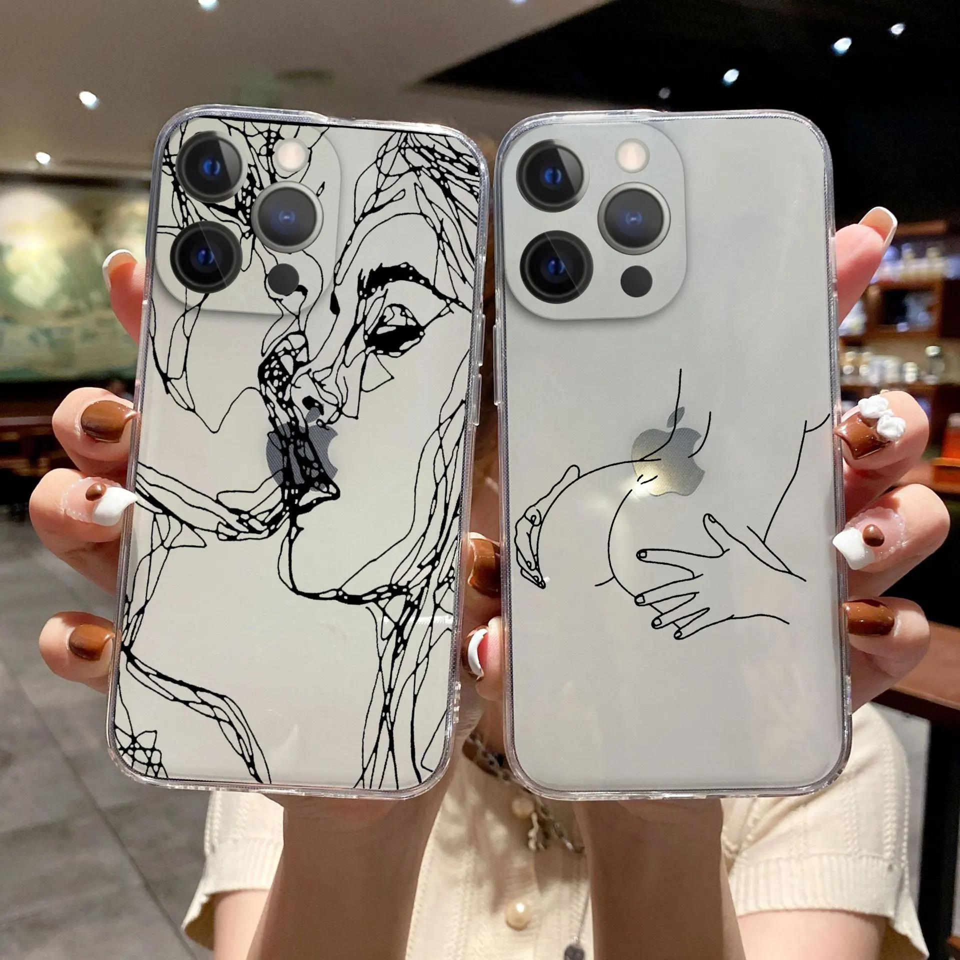 Funny-Geometric-Abstract-Art-Line-Phone-Case-For-iPhone-11-12-13-Pro ...