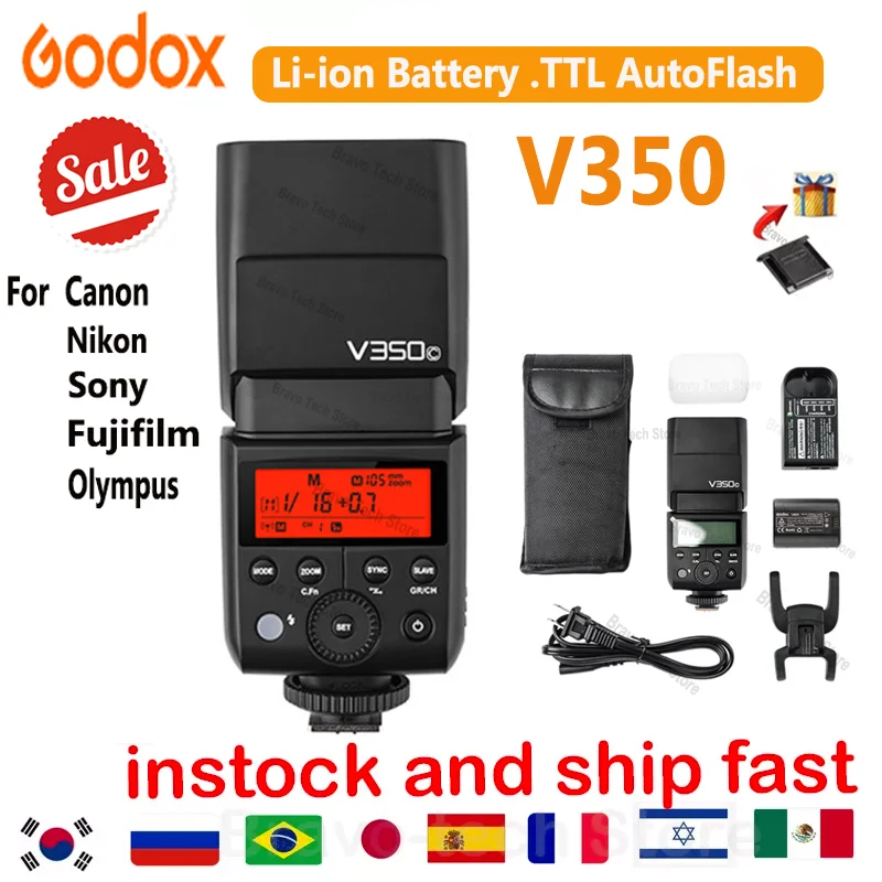 Godox-V350-V350C-V350O-V350N-TTL-Speedlite-HSS-Canon-Nikon-Sony-Olympus ...