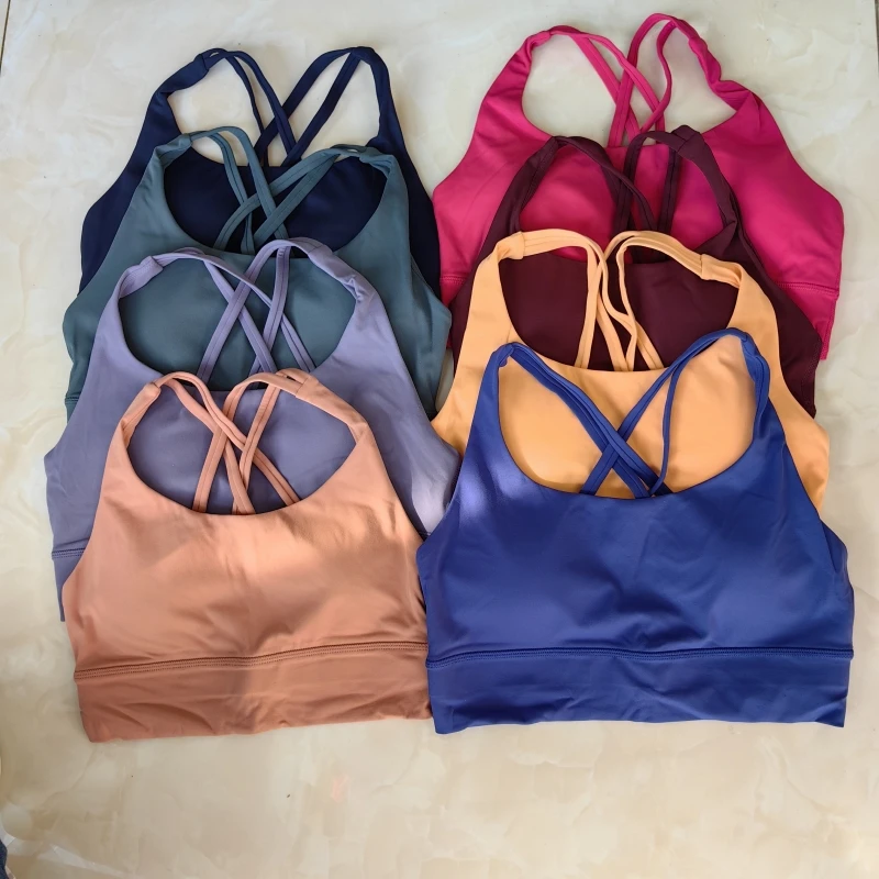 LU-New-Fitness-Sports-Bra-for-Women-Push-Up-Cross-Back-Shockproof ...