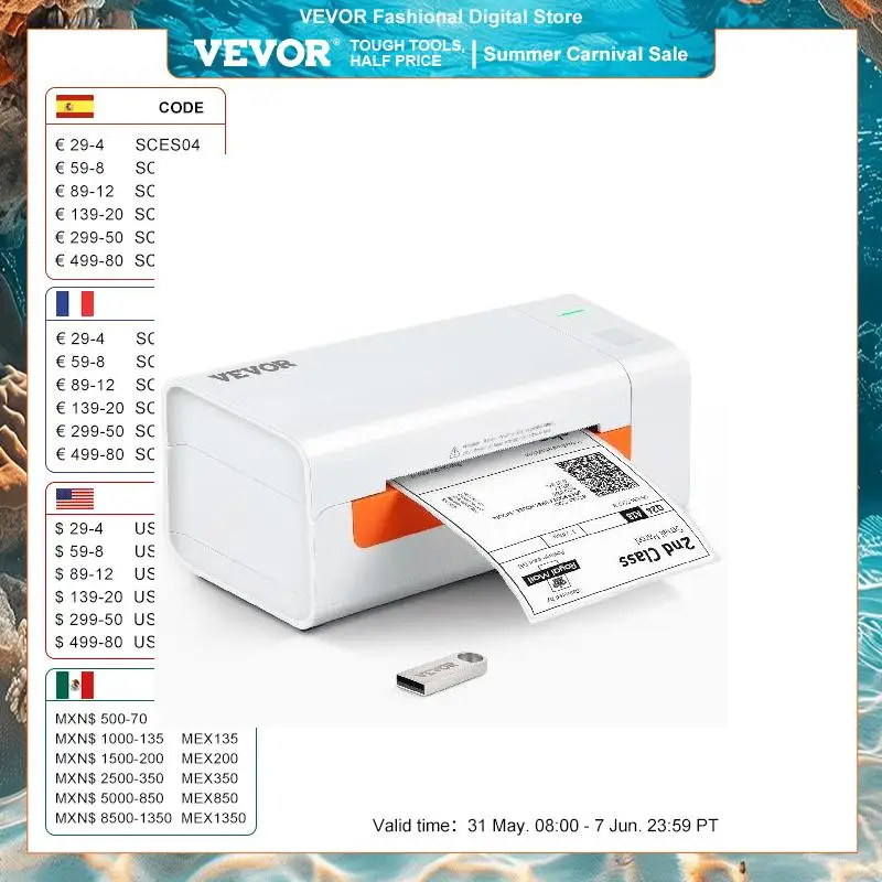 VEVOR-203dpi-Desktop-Thermal-Label-Printer-USB-Label-Maker-Sticker ...