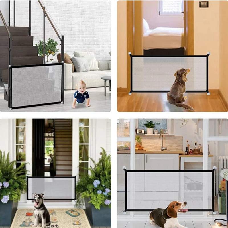 Folding-Pet-Dog-Fence-Gate-Door-Barrier-Safety-Guard-Fence-Mesh ...