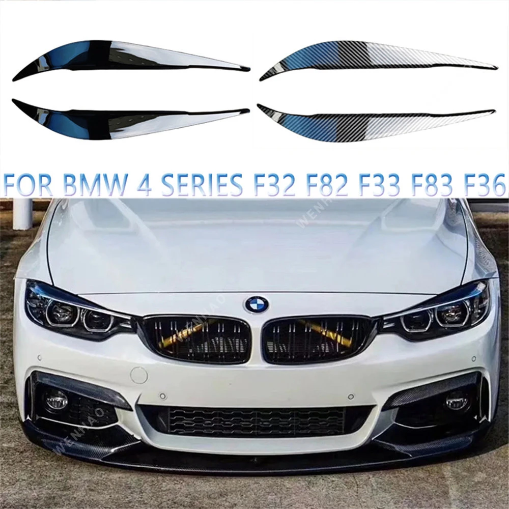 2pcs Abs Gloss Evil Headlight Eyebrows Eyelid For Bmw 4 Series F32 F33 ...