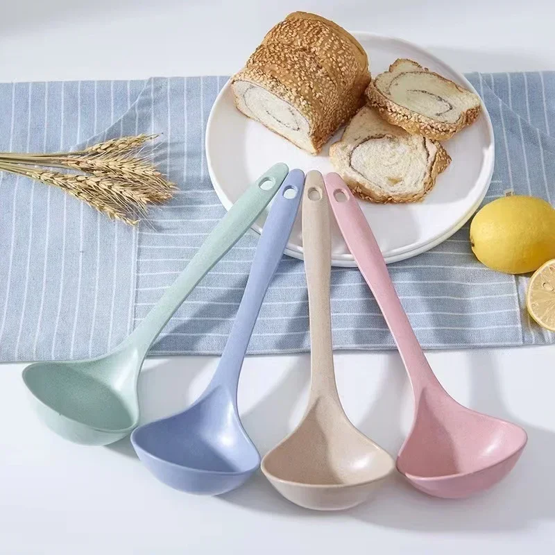 Wheat-straw-household-long-handle-soup-spoon-Wheat-straw-spoon-plastic ...