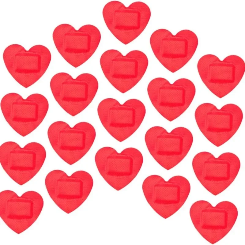 50pcs/set Red Heart Band Aid Breathable First Aid Plasters Heart Shape ...