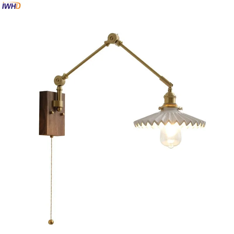 IWHD-Pull-Chain-Copper-Long-Arm-LED-Wall-Light-Fixtures-Up-Down-Left ...