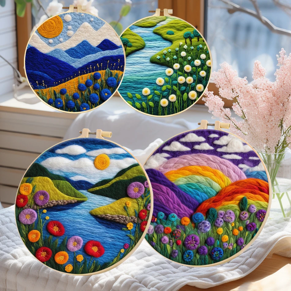 GATYZTORY Wool Felt Package Beginners Painting Scenery Diy Kit ...