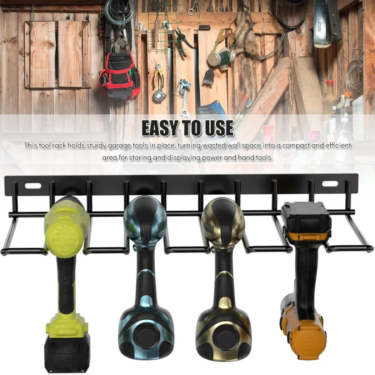 Power-Tool-Rack-Wall-Mounted-Electric-Drill-Organizer-Holder-Space ...
