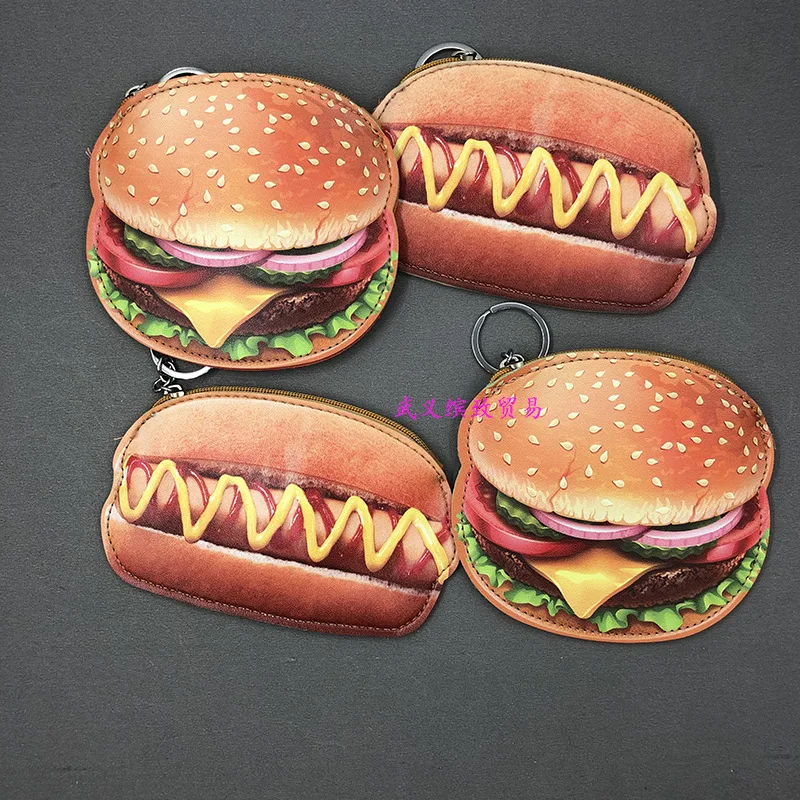 New Fashion Creative Purse Imitation Hamburg Cute Food Pu Leather ...