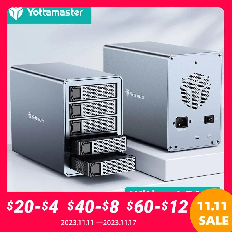 FS5C3-Yottamaster-10Gbps-5-slot-USB-C-HDD-Enclosure-Daisy-chained-Type ...