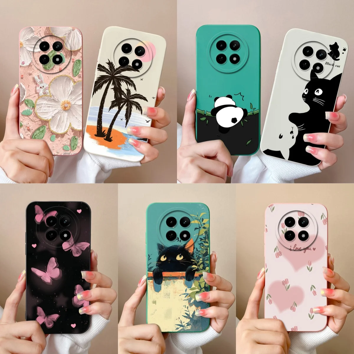 For Oppo Realme 12 Pro Plus 12Lite 12X Phone Case Black Cat Full Cover ...