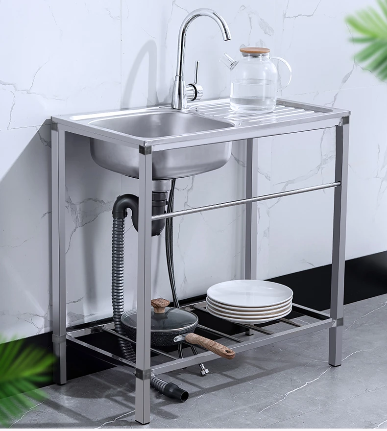 Stainless-Steel-Sink-Table-with-Platform-Integrated-Household ...