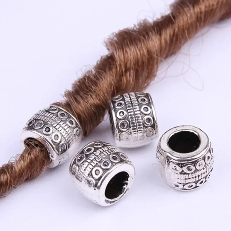 5pcs Retro Silver Metal Hair Braid Dread Dreadlock Beard Beads Rings ...