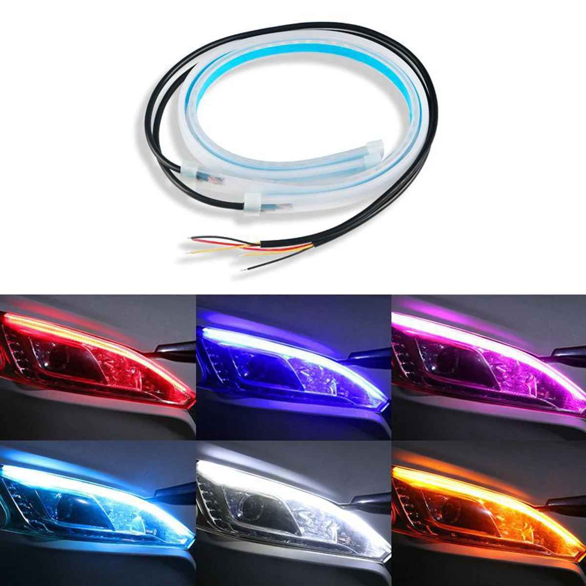 2Pcs-LED-DRL-Car-Daytime-Running-Light-Flexible-Waterproof-Strip-Auto ...