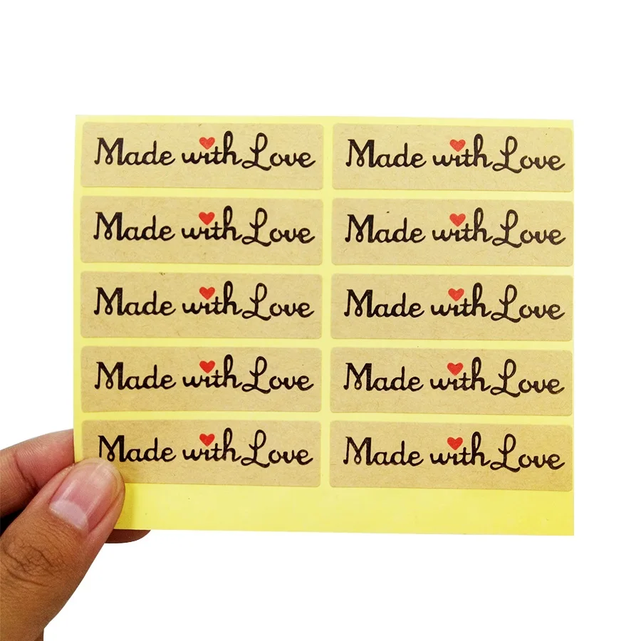 100 Pcs/lot Long stickers Made With Love Red Heart Gift Seal Stickers ...