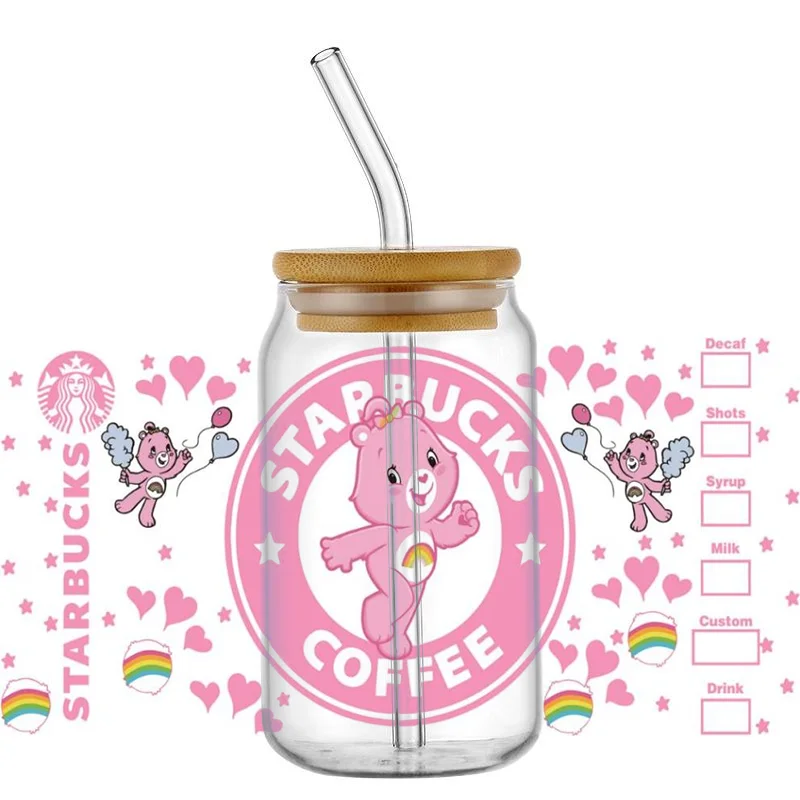 Miniso-cute-Care-Bears-16OZ-UV-DTF-Cup-Wraps-Transfer-Sticker-For-Glass ...