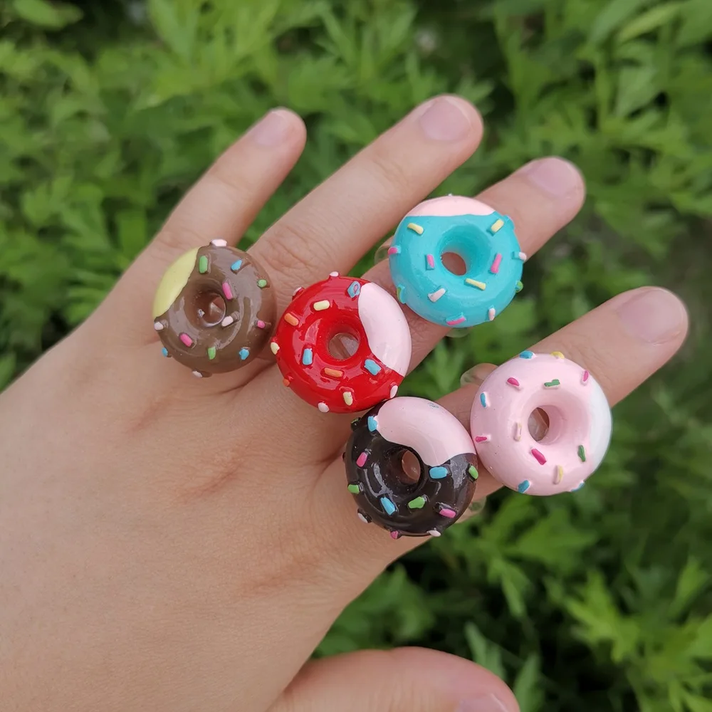 New-Color-Resin-Donut-Ring-For-Women-Same-Style-Fashion-Ladies-Birthday ...