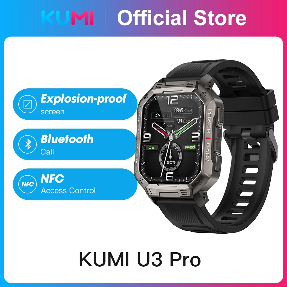 New Kumi U3 Pro Smart Watch 1.83'' Nfc Smartwatch Bluetooth Call 100+ Sport Heart Rate For Men ...