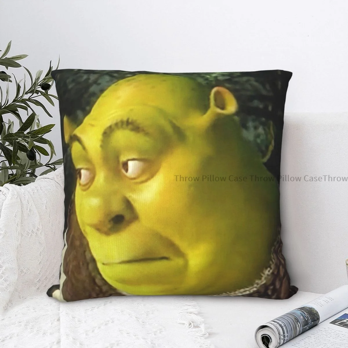 Shrek Face Meme Polyester Cushion Cover Livingroom Chair Decorative ...