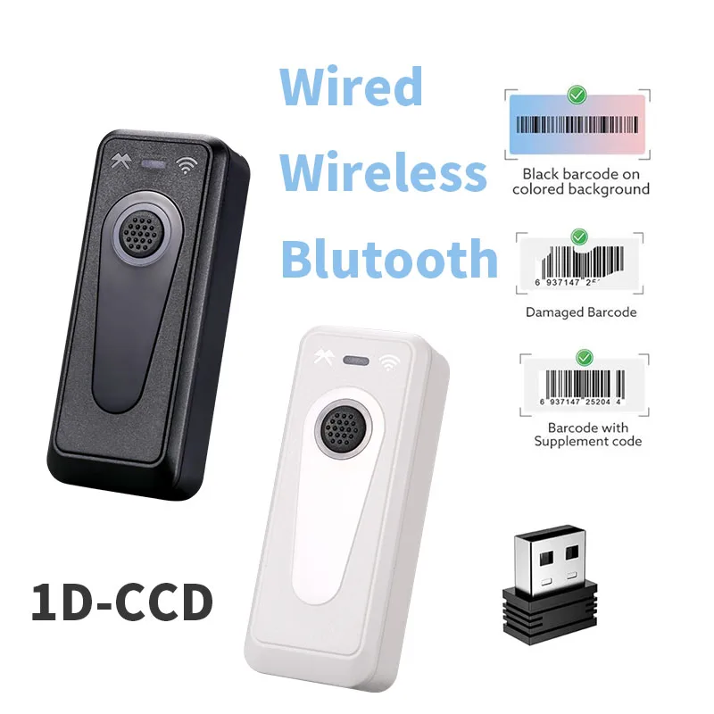EVAWGIB EV-CM3 white scanner Bluetooth 1D CCD Barcode Scanner Pocket ...