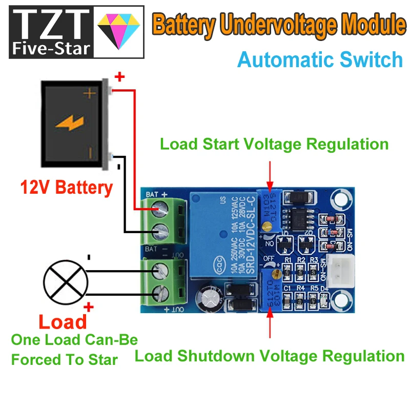 12V Battery Low Voltage Cut off Automatic Switch Recovery Protection ...