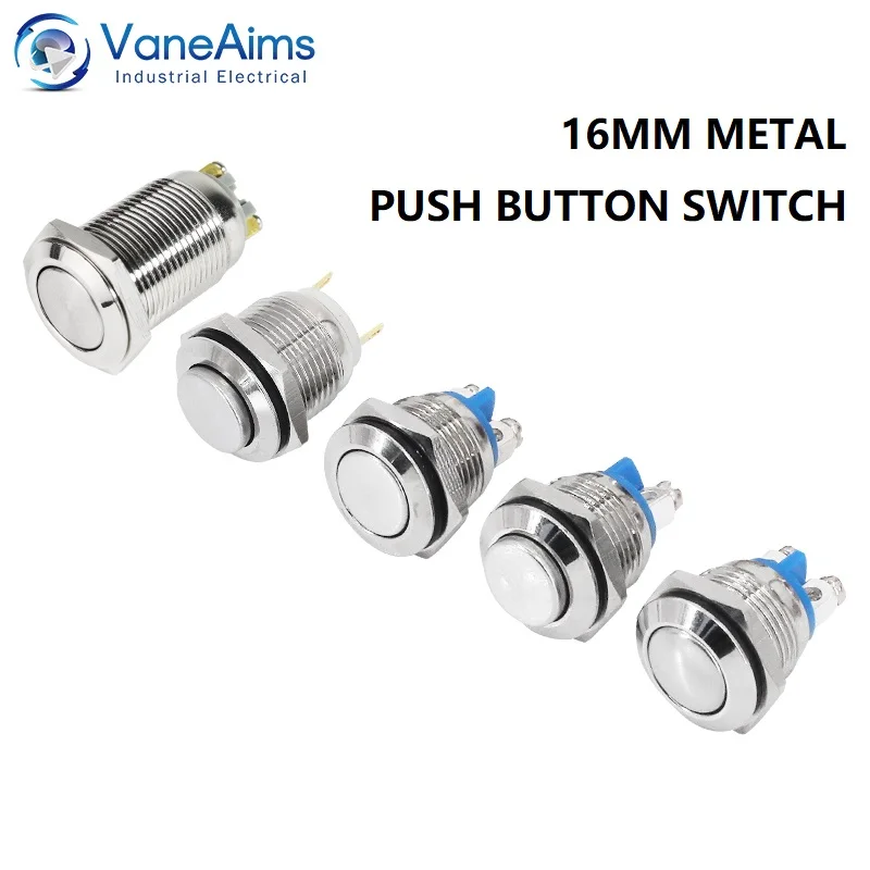 16mm-Push-Metal-button-screw-fixed-Momentary-welding-foot-self-locking ...
