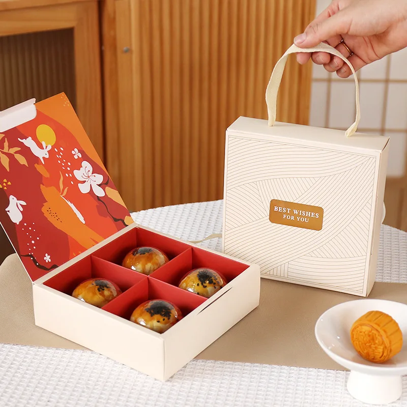 5 10 PCS Mid Autumn Mooncake Packaging Box 4 Insert 6 Grid 80g Moon ...