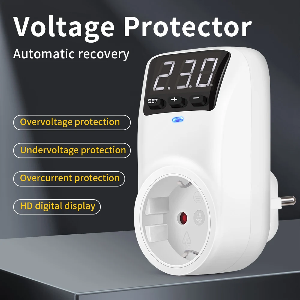 Automatic-Voltage-Protector-Socket-AC-220V-16A-Adjustable-Power-Surge ...
