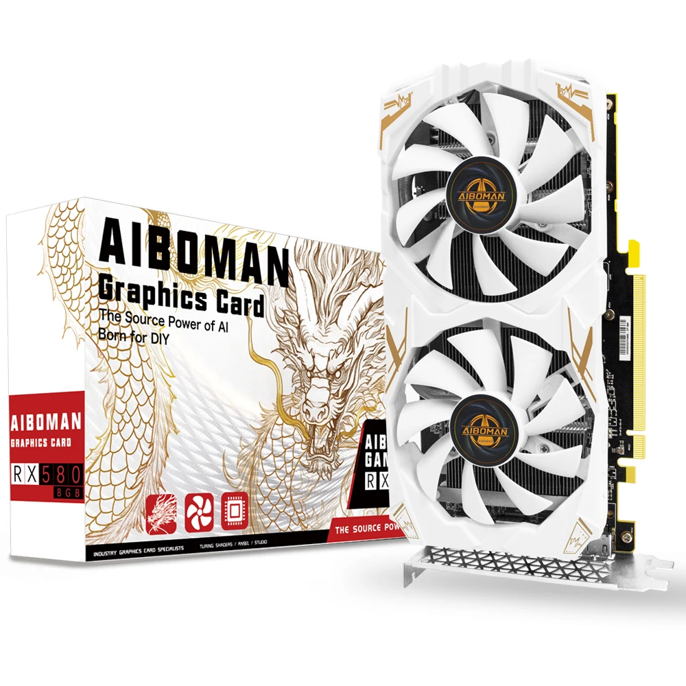 AIBOMAN Video Card AMD RX580 8GB Graphics Card GDDR5 256Bit 2048SP ...