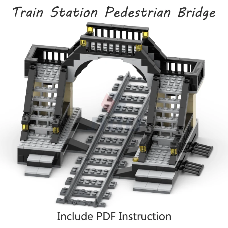 Train Station Pedestrian Bridge Model Set Building Blocks Compatible ...