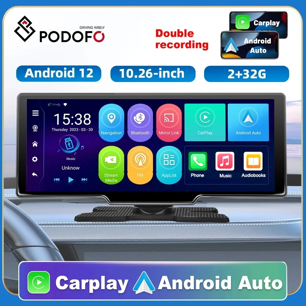 Podofo-Android-12-2G-32G-Rearview-Camera-ADAS-Wifi-Carplay-Android-Auto ...