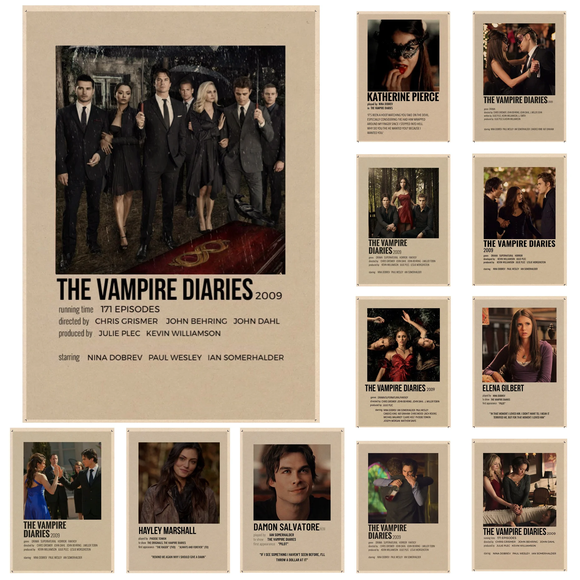 The-Vampire-Diaries-Movie-Posters-Kraft-Paper-Vintage-Poster-Wall-Art ...