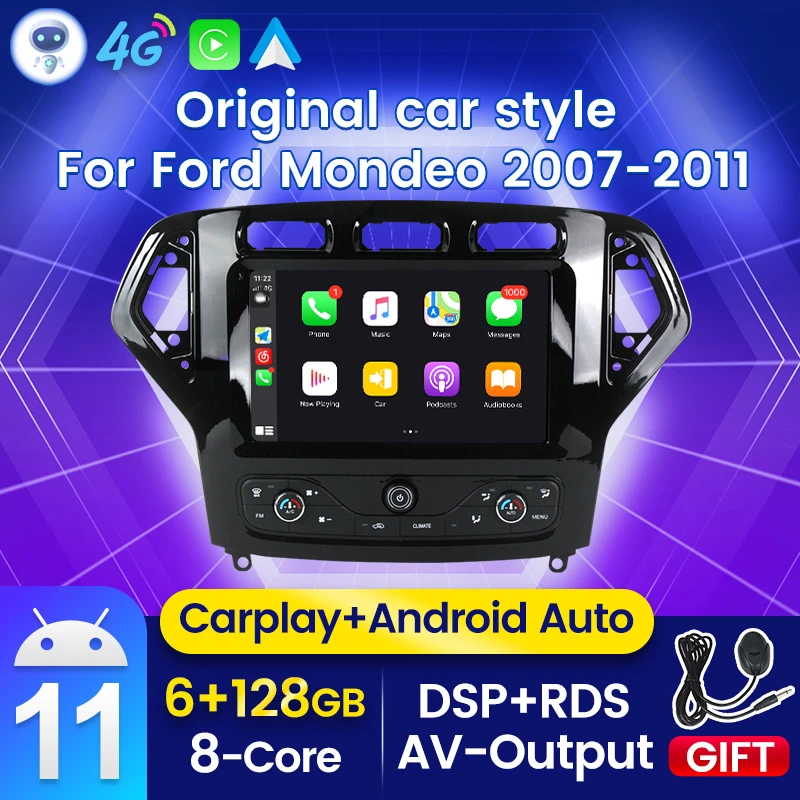 Original Style DSP Android 11 Car Radio For Ford Mondeo Mk4 Galaxy A/C ...