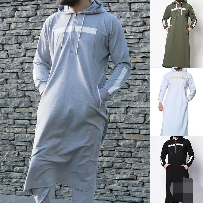 Muslim-Men-Casual-Long-Sleeved-Pullover-Hooded-Drawstring-Sweater-Retro ...