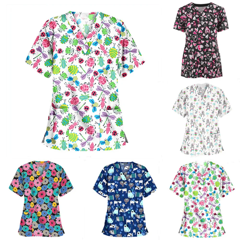 Pharmacist Dentist Veterinary Nurse Tops Fashion Slim Beauty Scrub ...