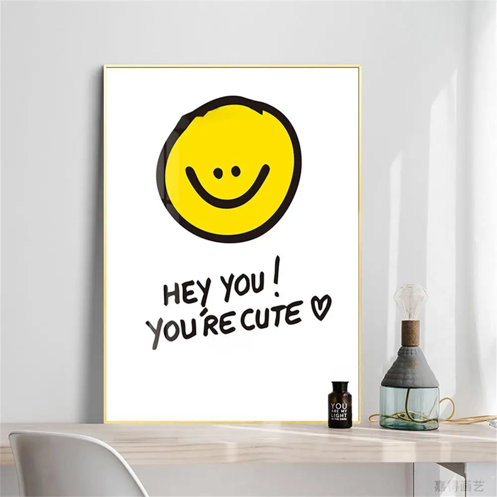 Design-Instagram-Style-Cute-Yellow-Smiley-Face-English-Art-Paper-Poster ...