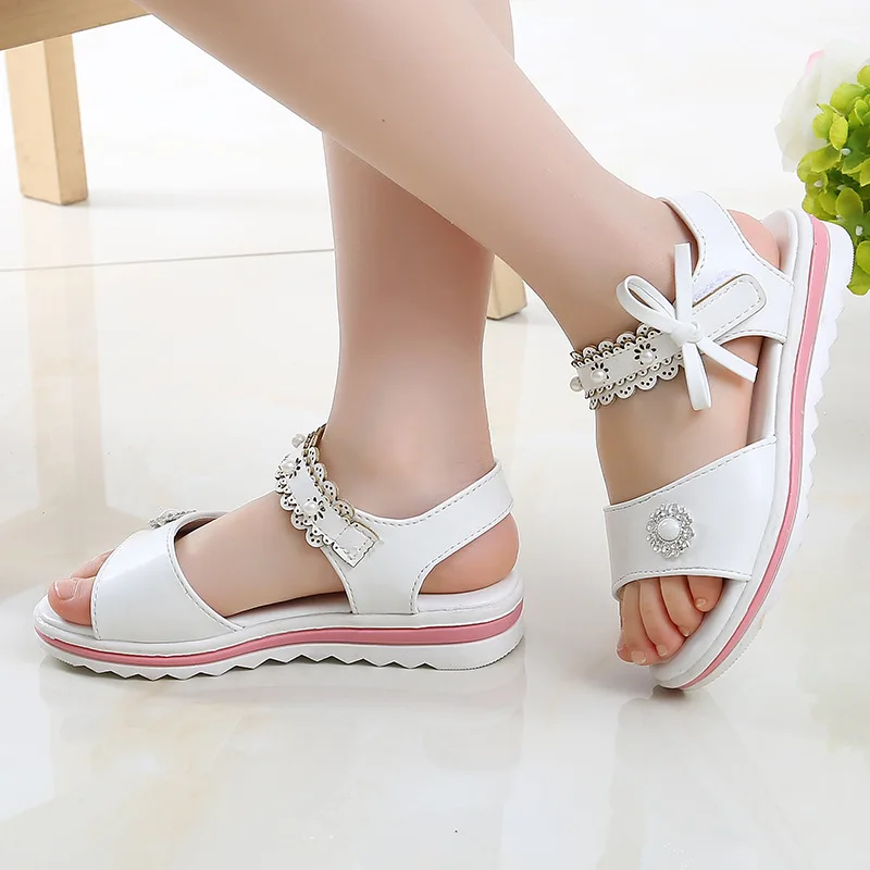 2021-Princesses-Sandal-Summer-For-Girls-Beach-White-Pink-Shoes-Kids ...