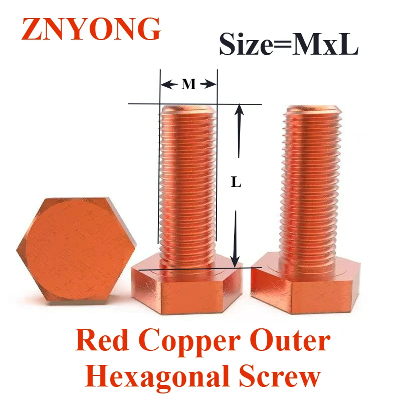 Red Copper Outer Hexagonal Screw/Electrolytic Copper Bolt M3-M20 L=4mm ...