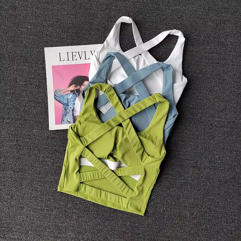 Mulheres Cruz Strap Sports Bra Seamless High Lmpact Sutiã Esportivo ...