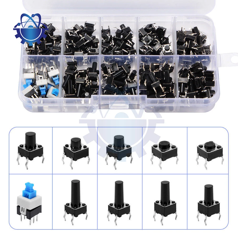 180-Pcs-Set-6mm-Tactile-Push-Button-Switch-Moudle-Momentary-Tact ...