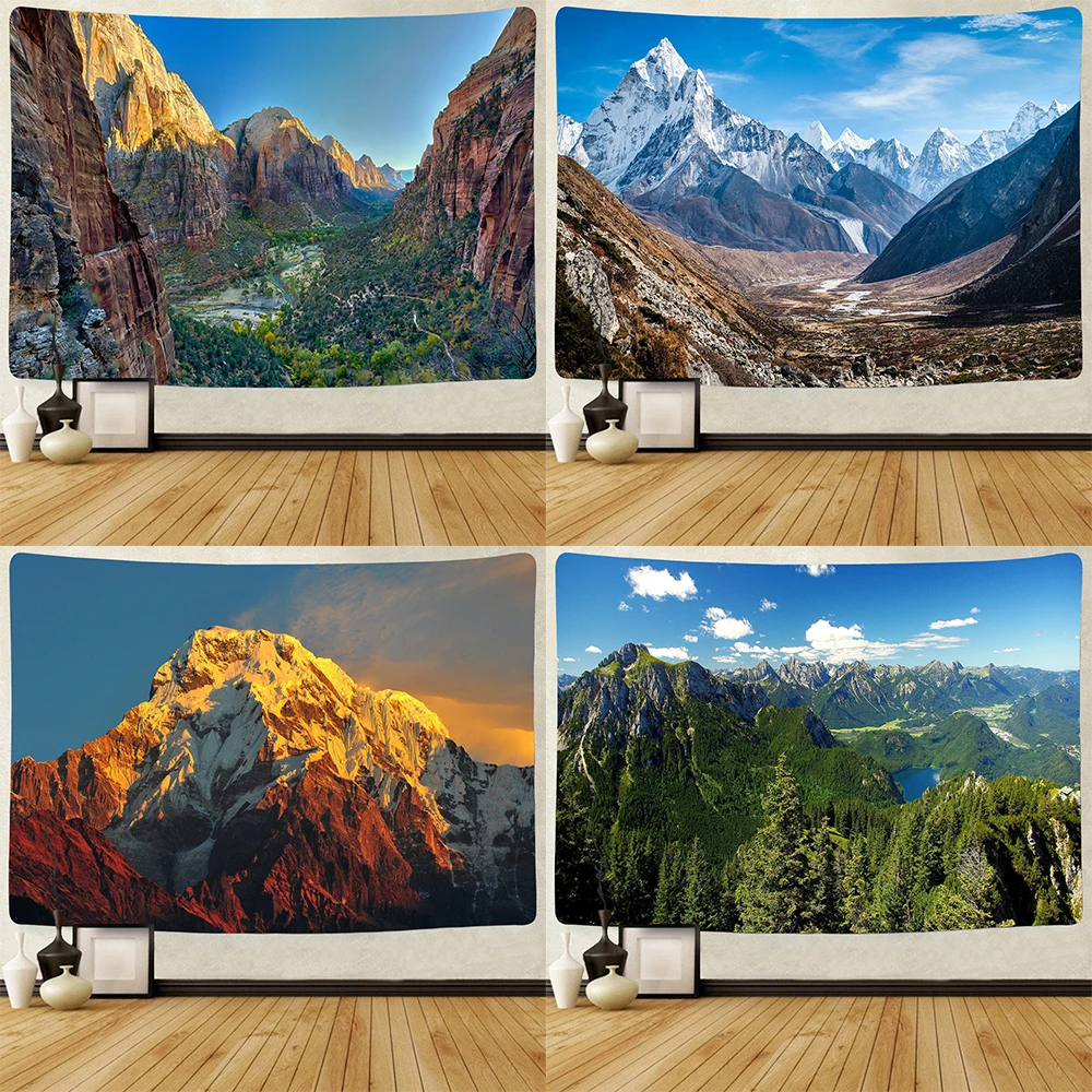 Snow-Mountain-Forest-Natural-Landscape-Pattern-Tapestry-Home-Living ...