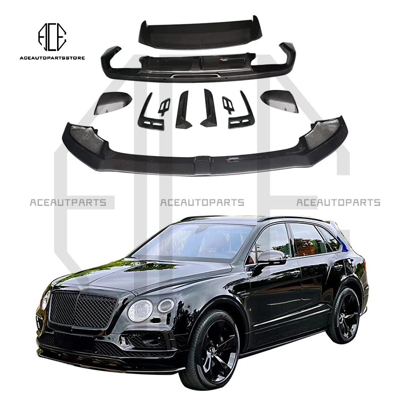 For Bentley Bentayga Carbon Fiber Front Bumper Lip Spoiler Rear ...