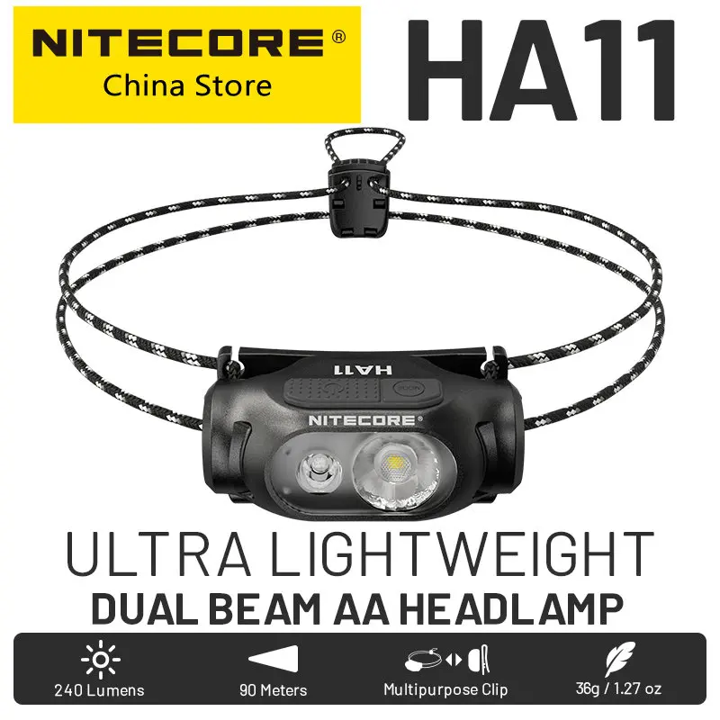 2024-NITECORE-HA11-Headlamp-240-Lumens-36g-Light-Weight-for-Night-Running-Fishing-Trekking-Road ...