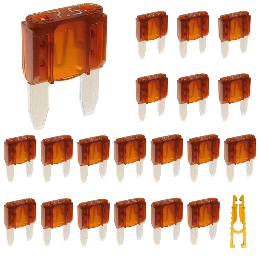 20pcs Mini Blade Fuse And 1 Fuse Puller 7.5a 32v Fast Blow For ...
