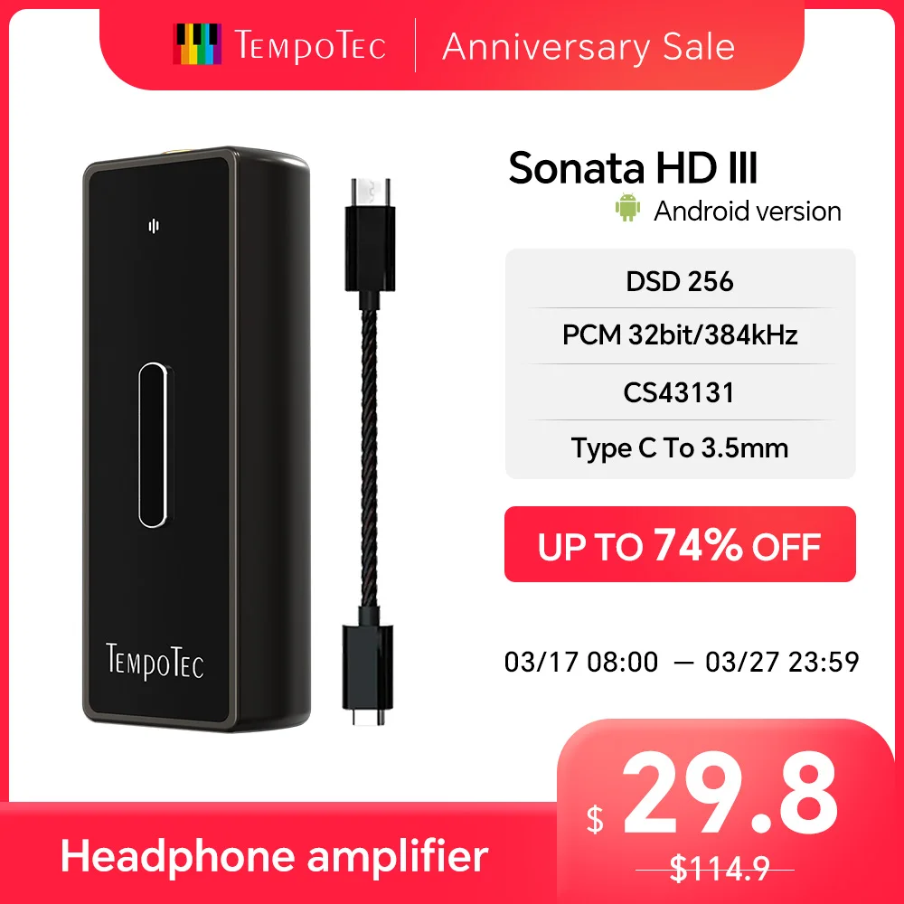 TempoTec Sonata HD III USB C DAC Adapter USB Dongle Headphone Amplifier ...