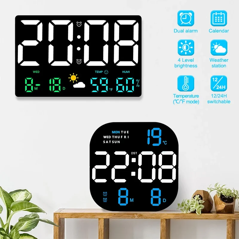 Large-Screen-LED-Digital-Wall-Clock-Hanging-Electronic-Alarm-Clock ...