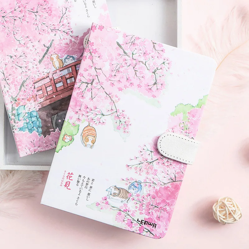 Freshness Sketchbook Beautiful Cherry Blossom Sakura Magnetic Buckle ...