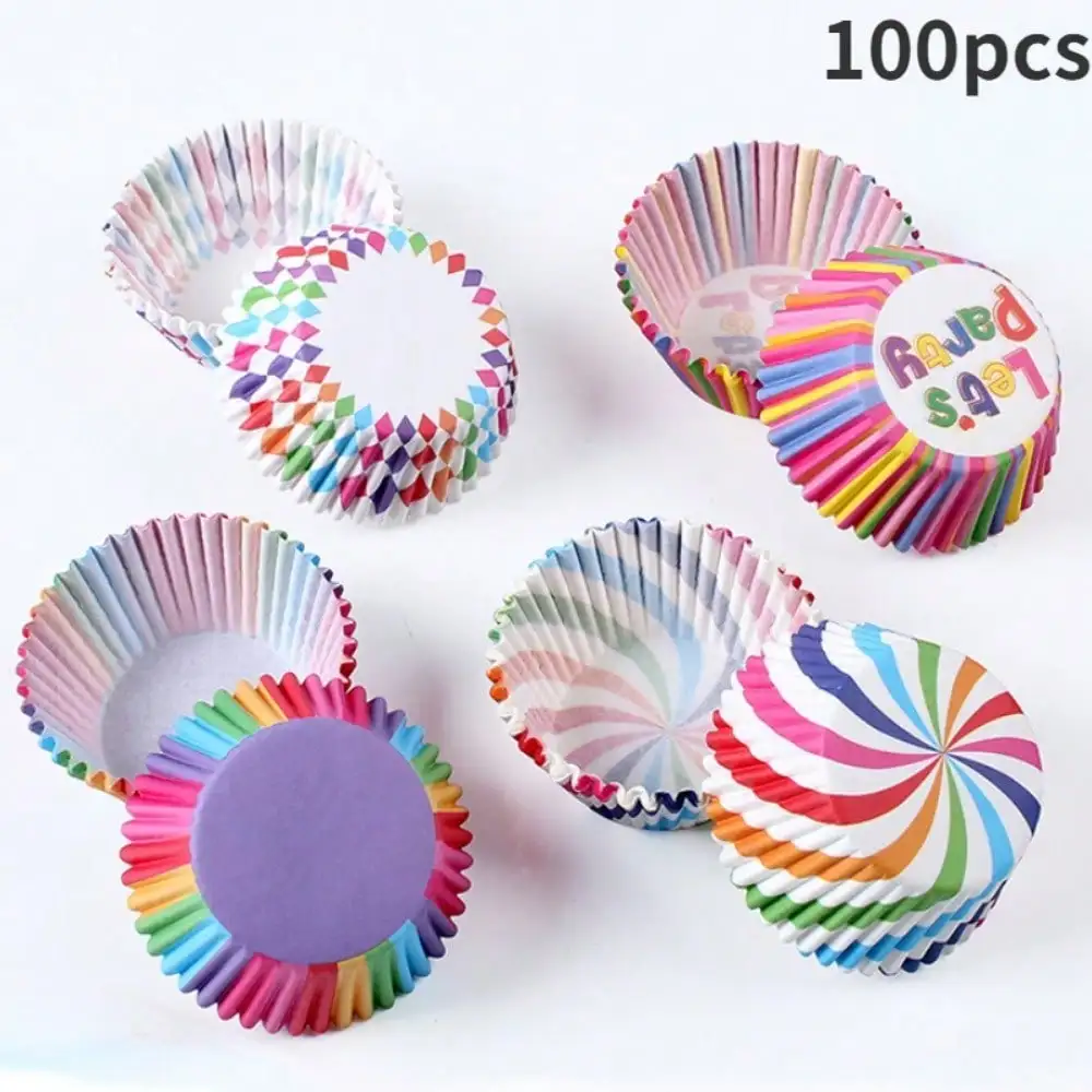 100 Disposable Muffin Cups Rainbow Colored Paper Cups Cake Cups Paper ...