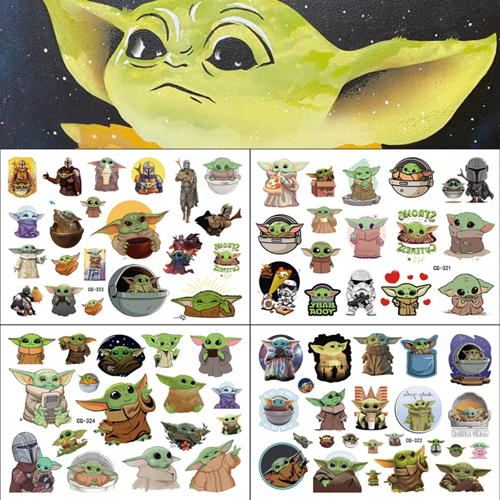Tattoo Temporary Kids Star Wars | Star Wars Baby Yoda Sticker | Tattoo ...